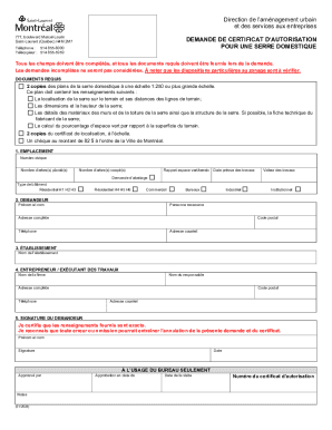 Remplissable En Ligne demande de certificat d'autorisation pour une ...