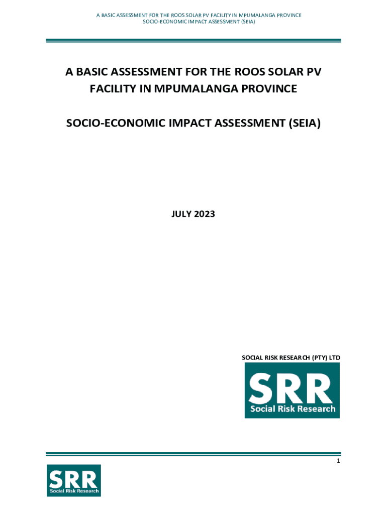 Fillable Online a basic assessment for the roos solar pv facility in ...