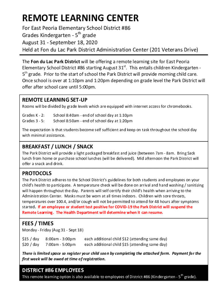 Fillable Online This latchkey program is for children enrolled in East ...