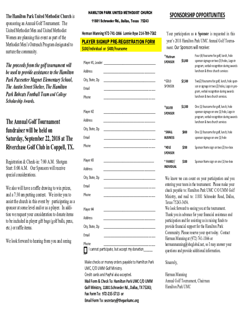 Fillable Online Hamilton Park United Methodist Church Fax Email Print ...