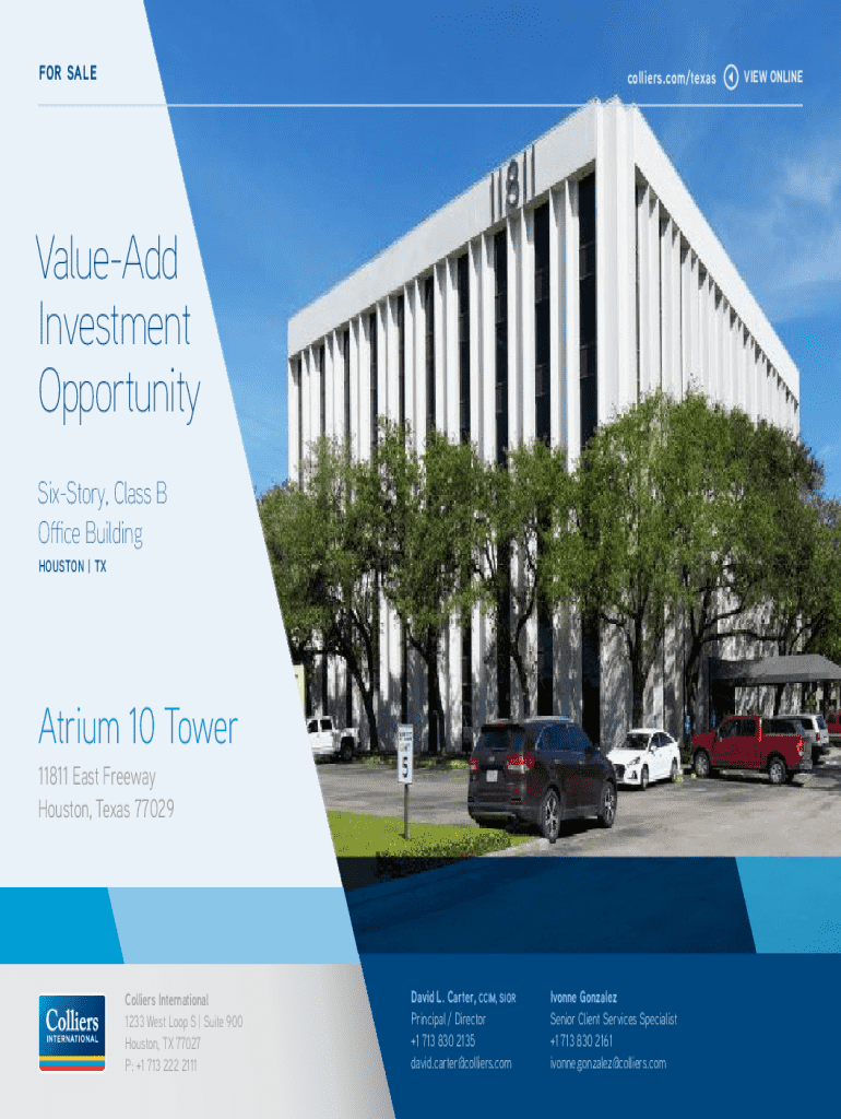 Fillable Online Colliers sells Atrium 10 Tower in Houston Fax Email ...