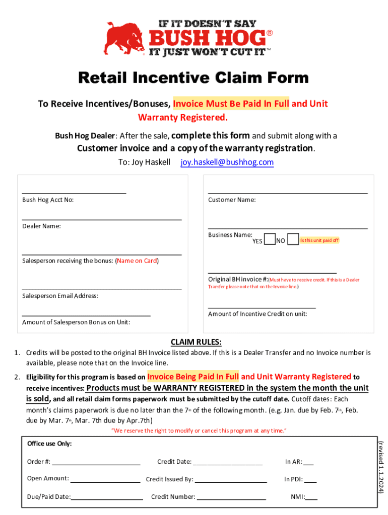 Fillable Online Retail Claim Form revised 10.1.203 Fax Email Print - pdfFiller