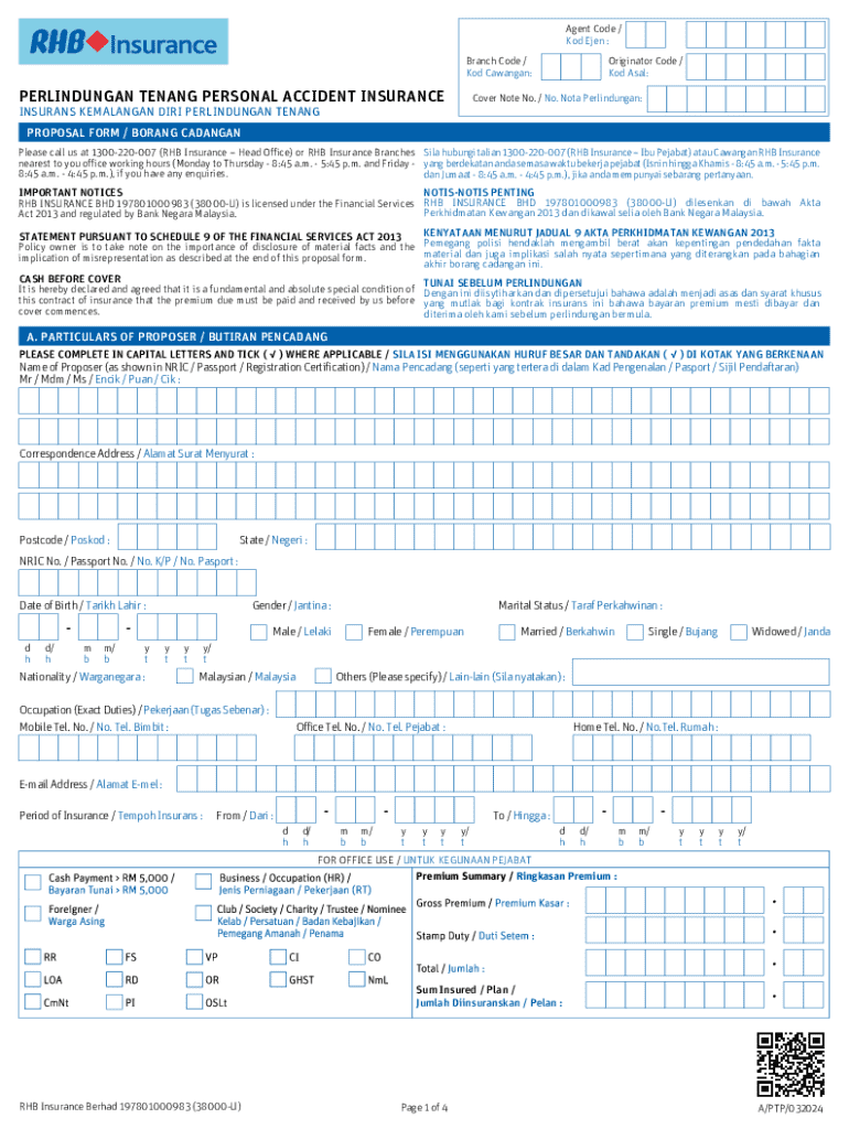 Fillable Online GROUP PERSONAL ACCIDENT TAKAFUL FORM / ... Fax Email ...