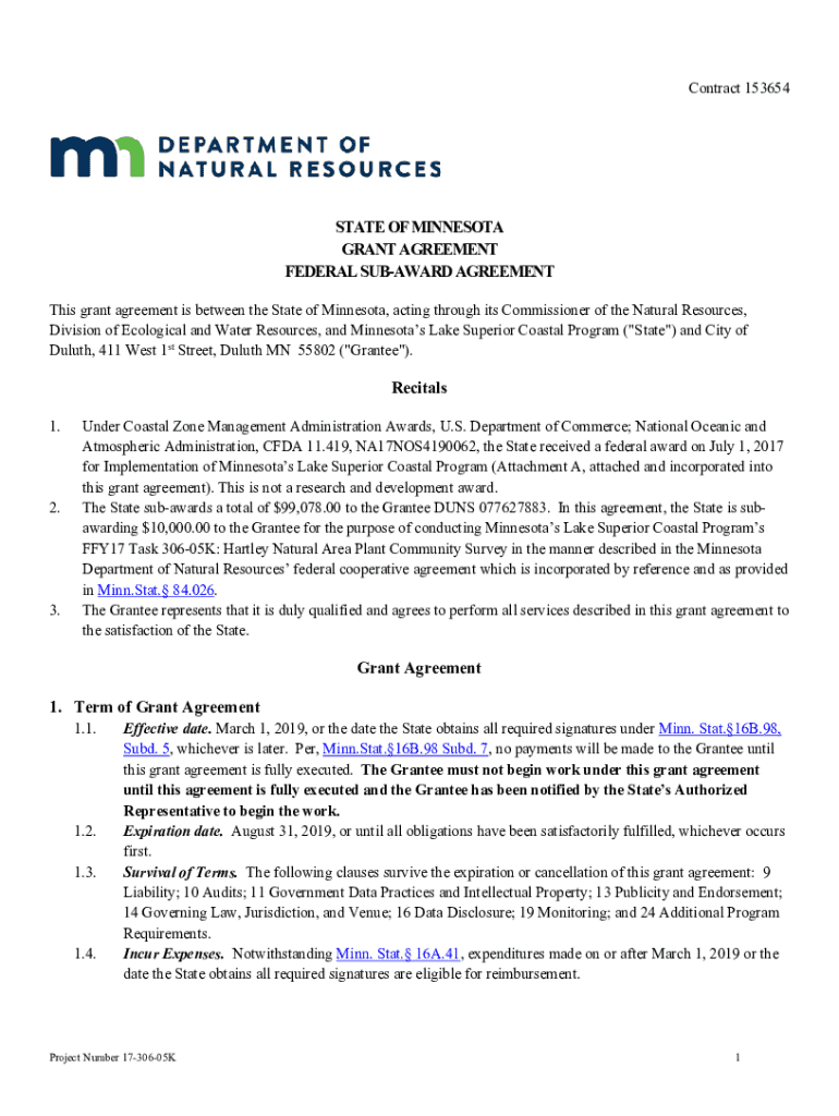 Fillable Online State of Minnesota Grant Agreement Fax Email Print ...