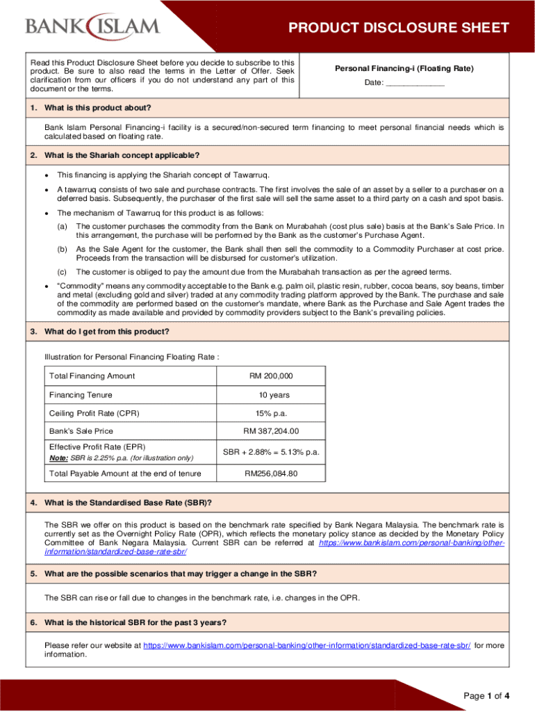 Fillable Online 1. What is Bank Islam Personal Financing-i facility ...