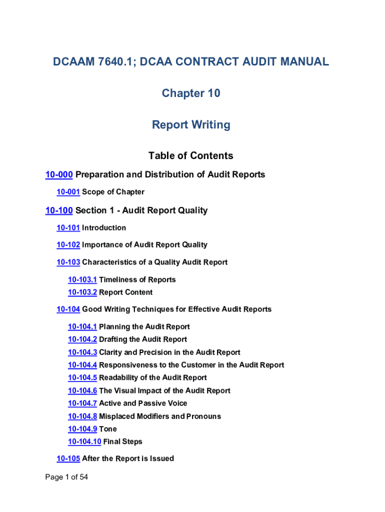 Fillable Online DCAA Contract Audit Manual: Volume 4 - Old Chapter 10 ...