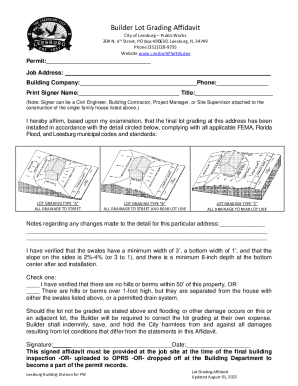 Fillable Online Builder Lot Grading Affidavit Fax Email Print - pdfFiller