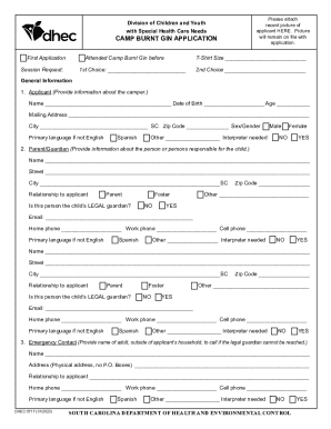 Fillable Online Camp Burnt Gin How to Apply Fax Email Print - pdfFiller