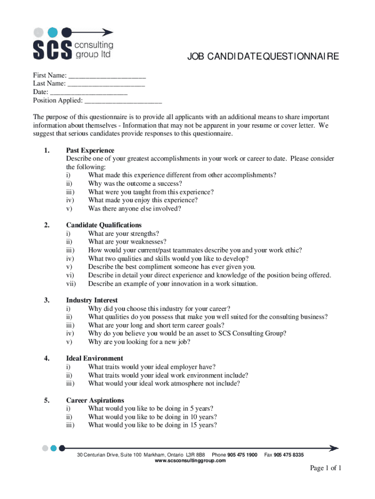 Fillable Online What Are Interview Questionnaires? (And How to Answer ...