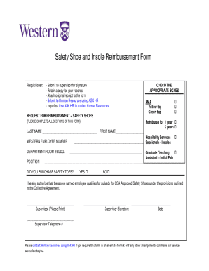 Fillable Online Safety Shoe Reimbursement Form - Fill Online, Printable ...