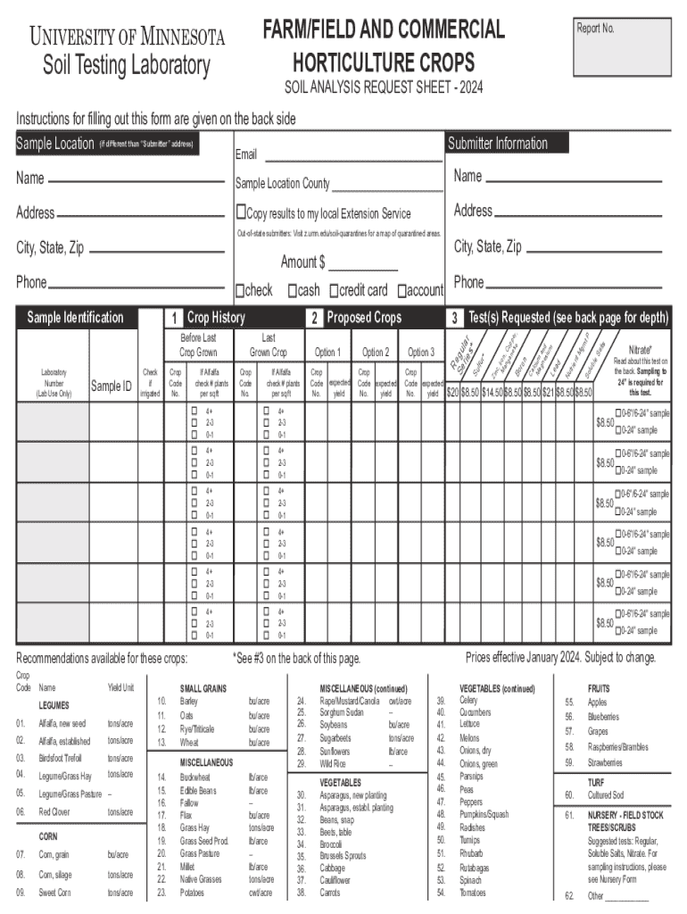 Fillable Online soiltest cfans umn Farm/Field and Commercial ...
