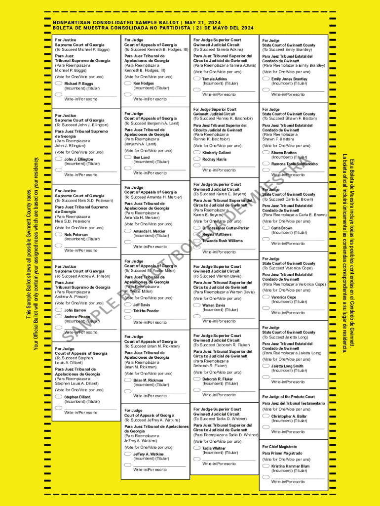 Completable En línea CONSOLIDATED DEMOCRATIC SAMPLE BALLOT Side 1 ...
