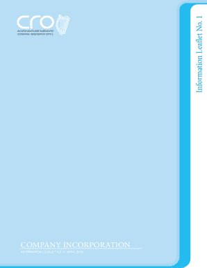 Fillable Online Application for Incorporation of a Company, Form 1 ...