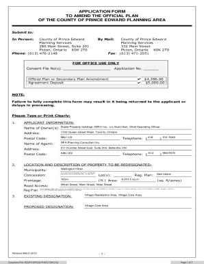 Fillable Online APPLICATION FORM TO AMEND THE OFFICIAL PLAN OF THE ... Fax Email Print - pdfFiller
