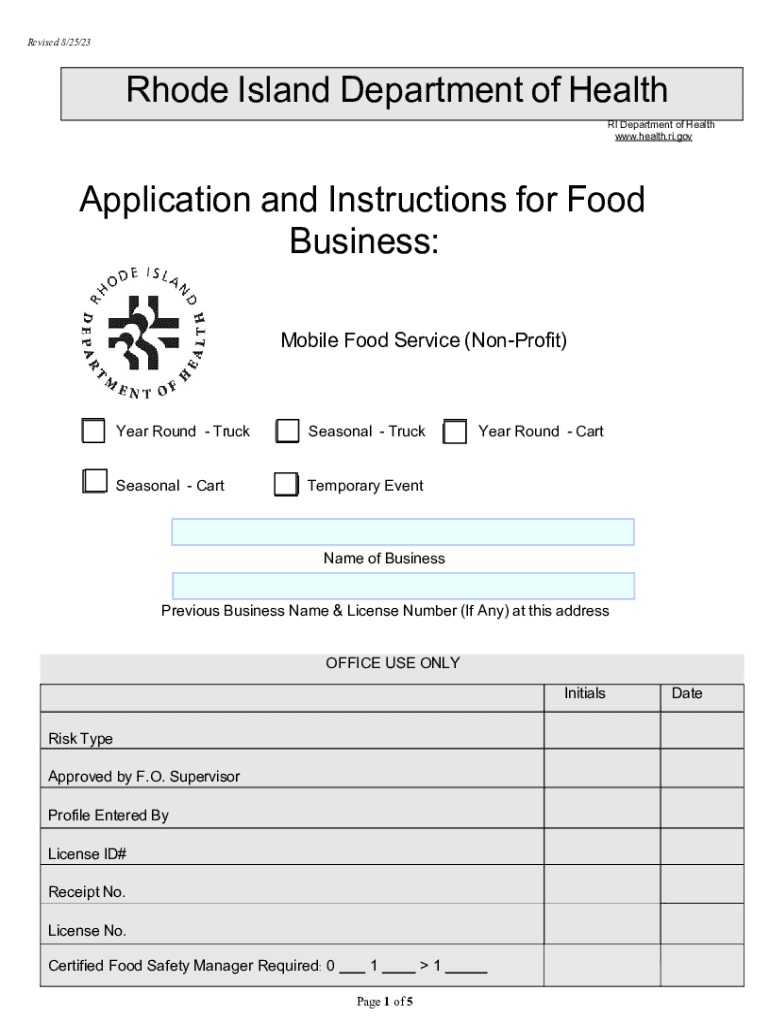 Fillable Online health ri RI State Department of Health (RIDOH) Food ...