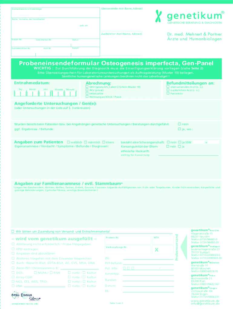 Ausfüllbar Online Invitae Osteogenesis Imperfecta and Bone Fragility ...