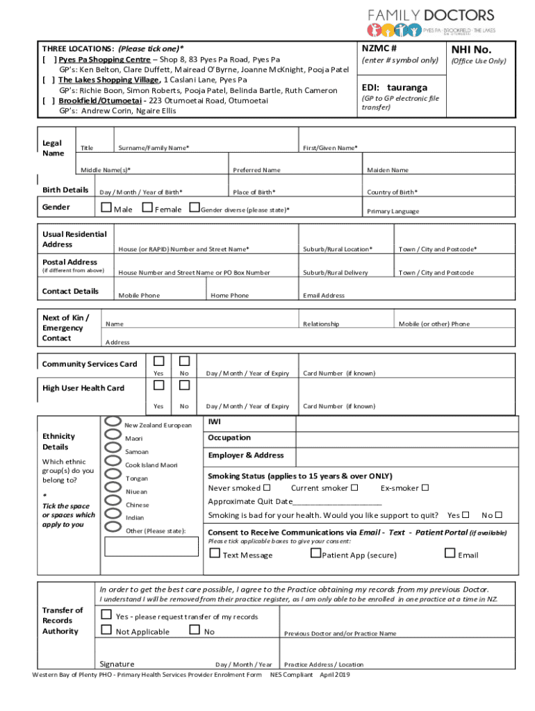 Fillable Online THREE LOCATIONS: (Please tick one)* Fax Email Print ...