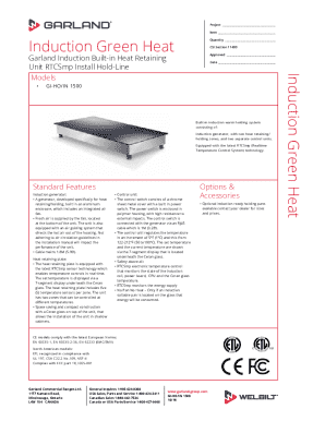 Fillable Online Garland Induction Built-in Unit RTCSmp Module-Line Four ...
