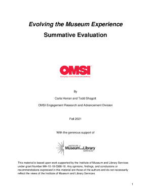 Fillable Online Evolving the Museum Experience Summative Evaluation Fax ...