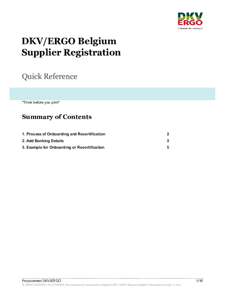 Fillable Online DKV-ERGO Belgium Supplier Onboarding Example v2. DKV ...