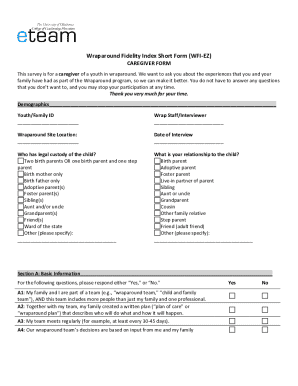 Fillable Online Wraparound Fidelity Index Short Form (WFI-EZ) Fax Email ...