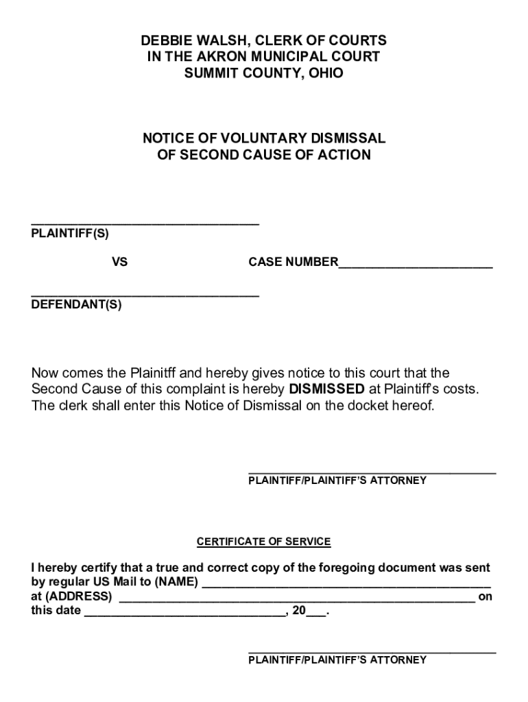 Fillable Online Notice of Dismissal Without prejudice Fax Email Print - pdfFiller
