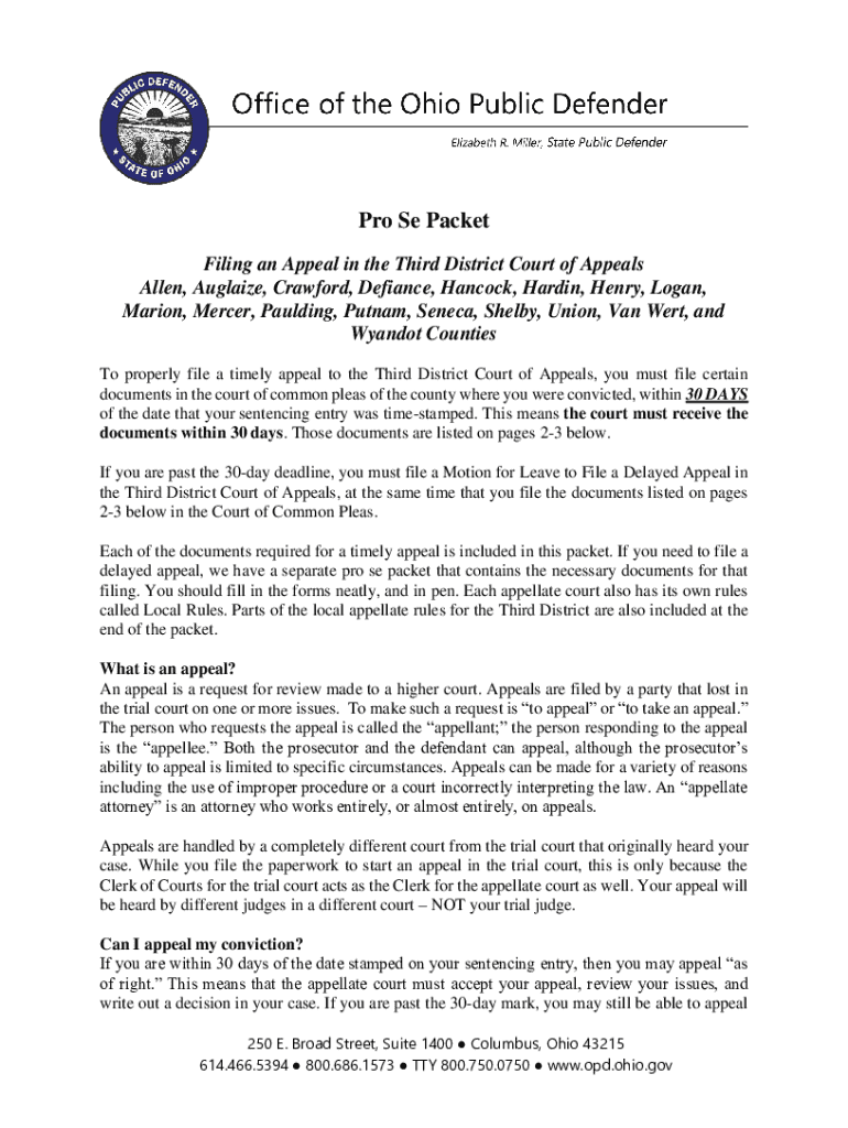Fillable Online Direct AppealOhio Public Defender Commission Fax Email ...