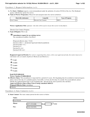 Fillable Online Print application selector for 1915(b)Waiver: IN.0004.R04.01 Fax Email Print ...