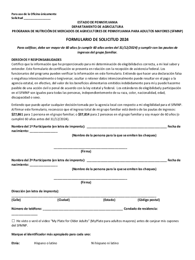 Completable En línea SFMNP Application -Spanish.pdf Fax Email Imprimir ...