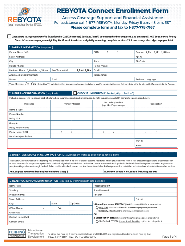 Fillable Online REBYOTA Therapy Enrollment Form Fax Email Print - pdfFiller