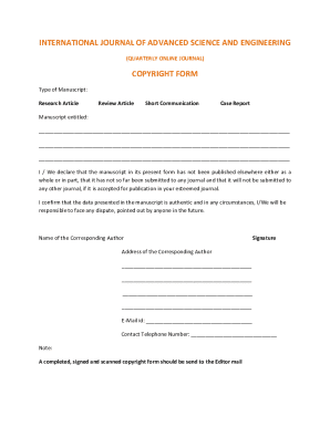 Fillable Online Copyright Form IJASEPDF Fax Email Print - pdfFiller