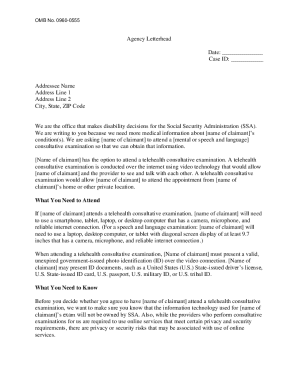 Fillable Online secure ssa Agency Letterhead Date: Case ID - SSA Fax ...