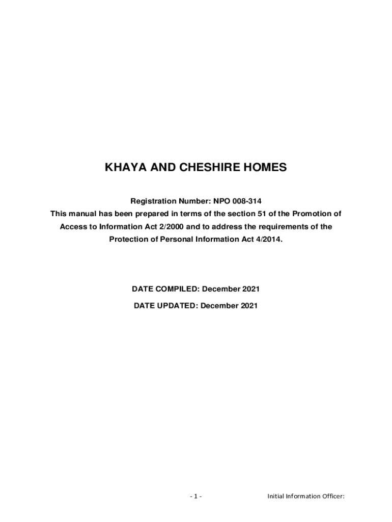 Fillable Online KHAYA AND CHESHIRE HOMES Fax Email Print - pdfFiller