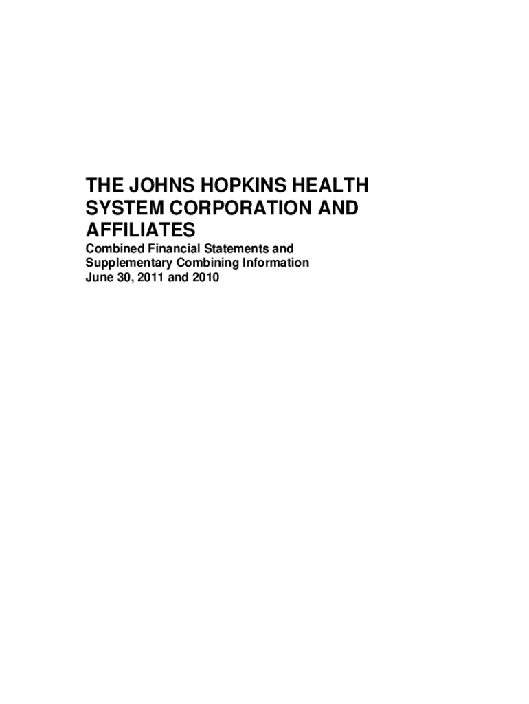 Fillable Online THE JOHNS HOPKINS UNIVERSITY Financial Statements ... Fax Email Print - pdfFiller