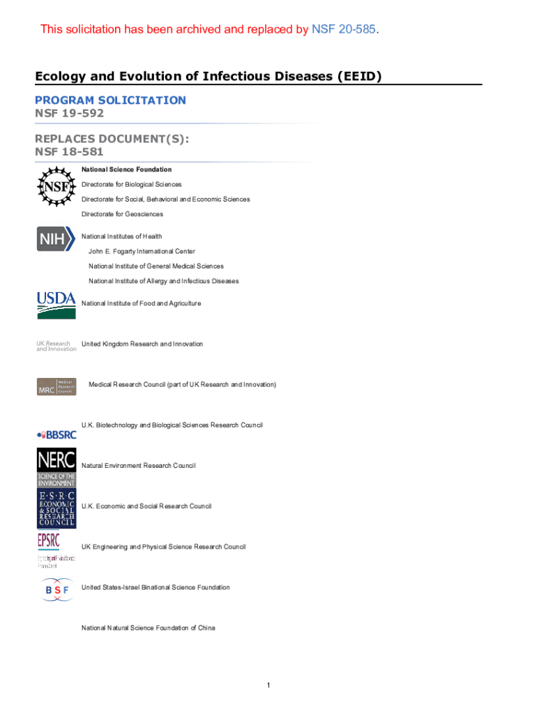 Fillable Online NIH-NSF Ecology and Evolution of Infectious Diseases ...