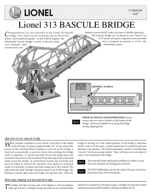 Fillable Online Lionel post war early model #313 Bascule Bridge operation Fax Email Print ...