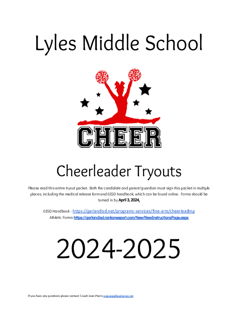 Fillable Online Lyles MS Cheer Packet 24-25 Fax Email Print - pdfFiller