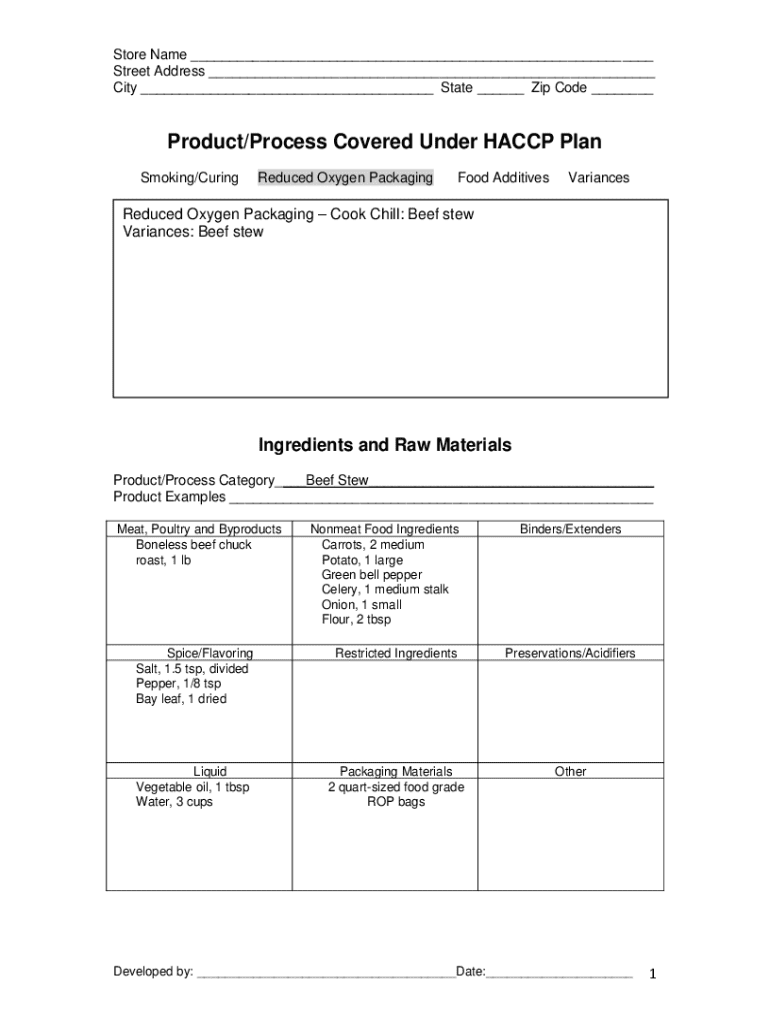Fillable Online HACCP plan template - Cook chill Fax Email Print ...