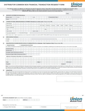 Fillable Online Distributor Common Non Financial Transaction Request ...