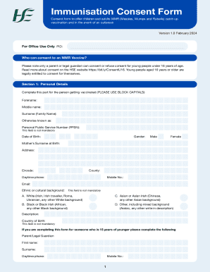 Fillable Online Immunisation Consent Form - HSE.ie Fax Email Print ...