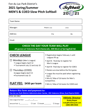 Fillable Online Adult-Slow-Pitch-Softball-General-Information- ... Fax ...