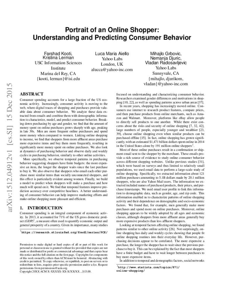 Fillable Online Portrait of an Online Shopper: Understanding and ...