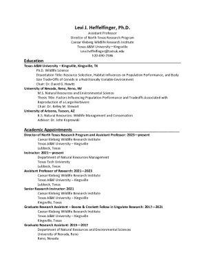 Fillable Online Levi Heffelfinger, Ph.D.Caesar Kleberg Wildlife ...