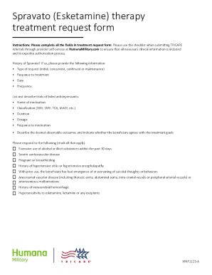 Fillable Online Spravato (Esketamine) therapy treatment request form ...