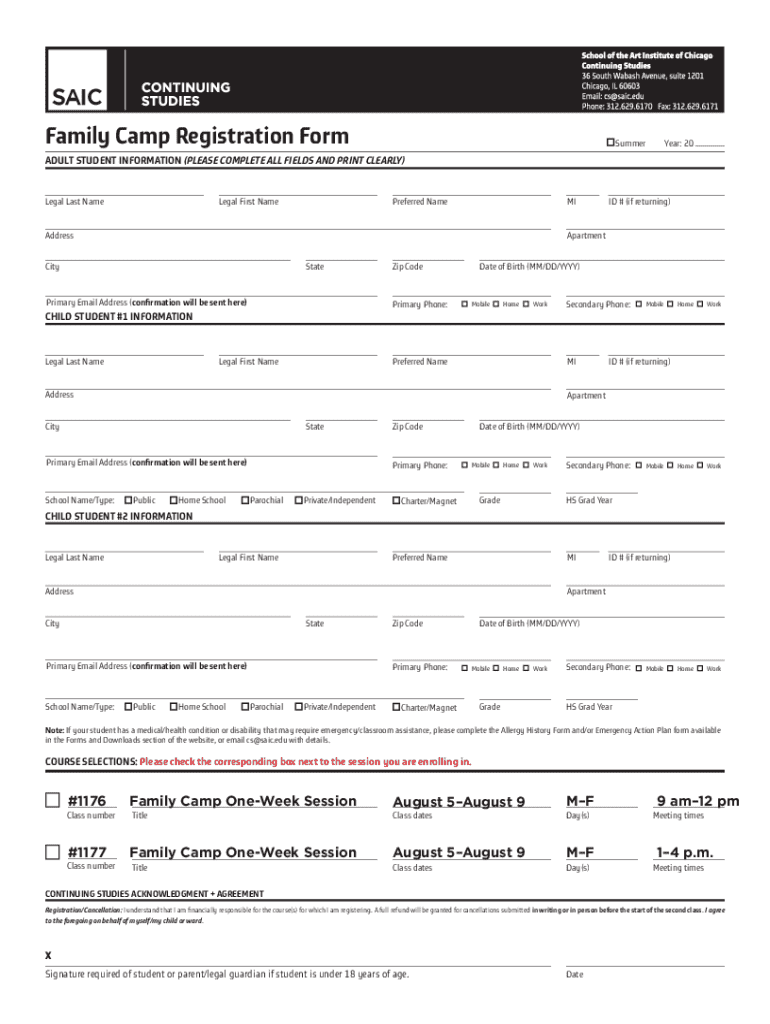 Fillable Online SUMMER CAMP APPLICATION - Circle V Ranch Camp Fax Email Print - pdfFiller