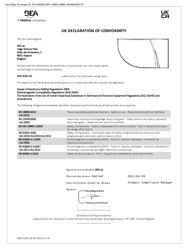 Fillable Online EU DECLARATION OF CONFORMITY (No. HL10222GG) Fax Email ...