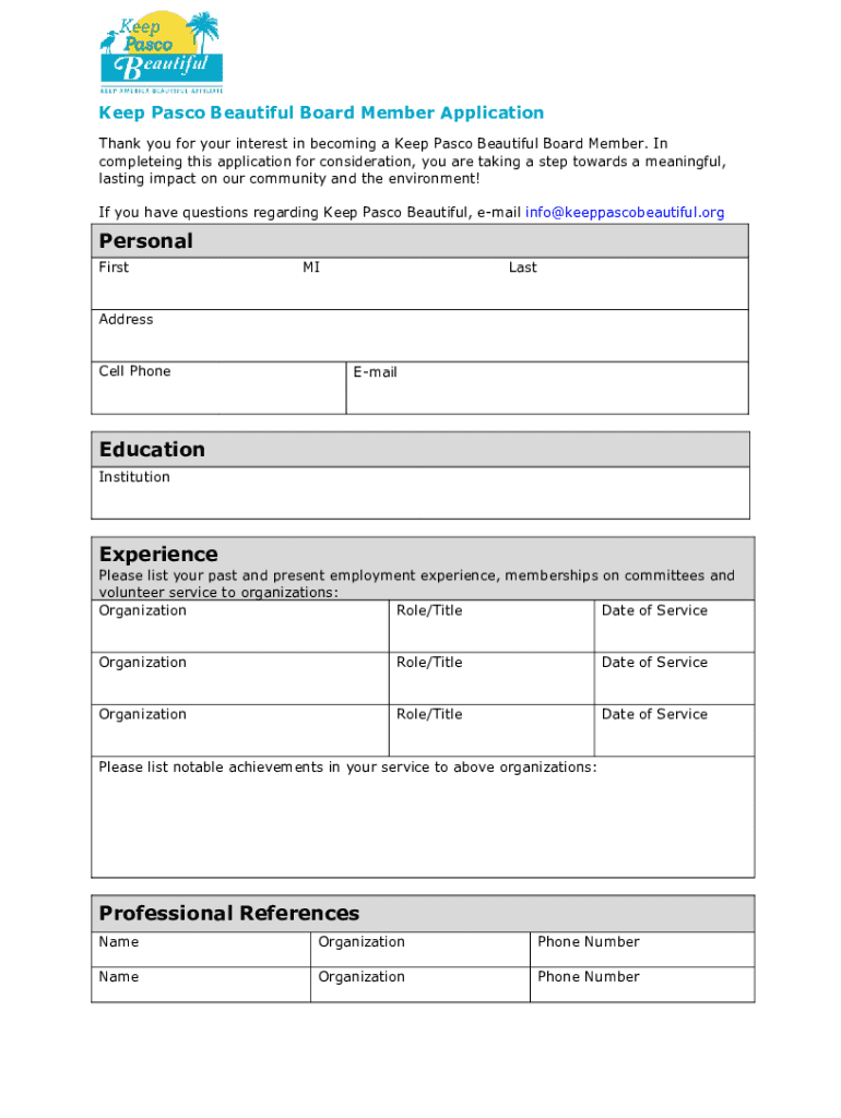 Fillable Online Sample Board Application Template Fax Email Print ...