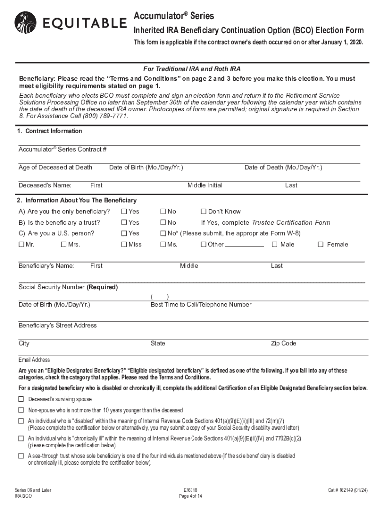 Fillable Online Accumulator Series - Inherited IRA Beneficiary Continuation ... Fax Email Print ...