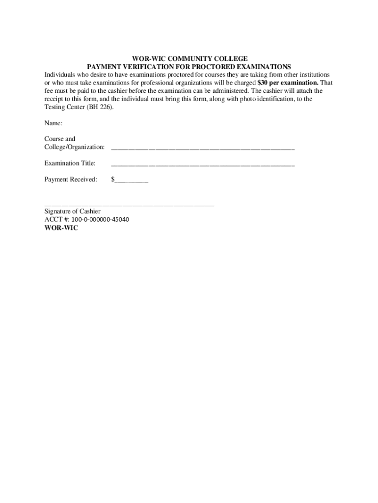 Fillable Online Payment-Verification-Form-for-Proctored- ... Fax Email ...