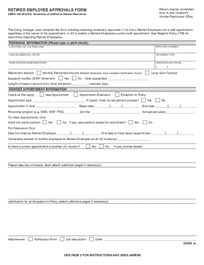 Fillable Online RETIRED EMPLOYEE APPROVALS FORM UBEN 138 Fax Email ...